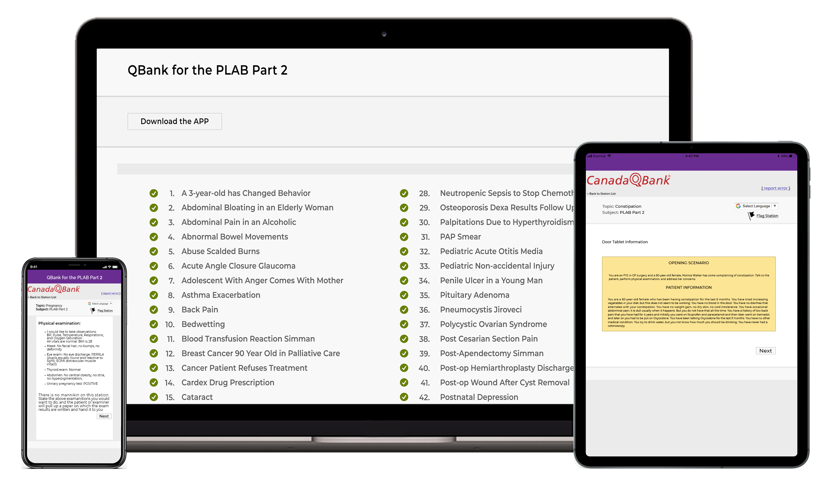 QBanks for the AMC CAT, MCCQE, PLAB, SMLE, USMLE