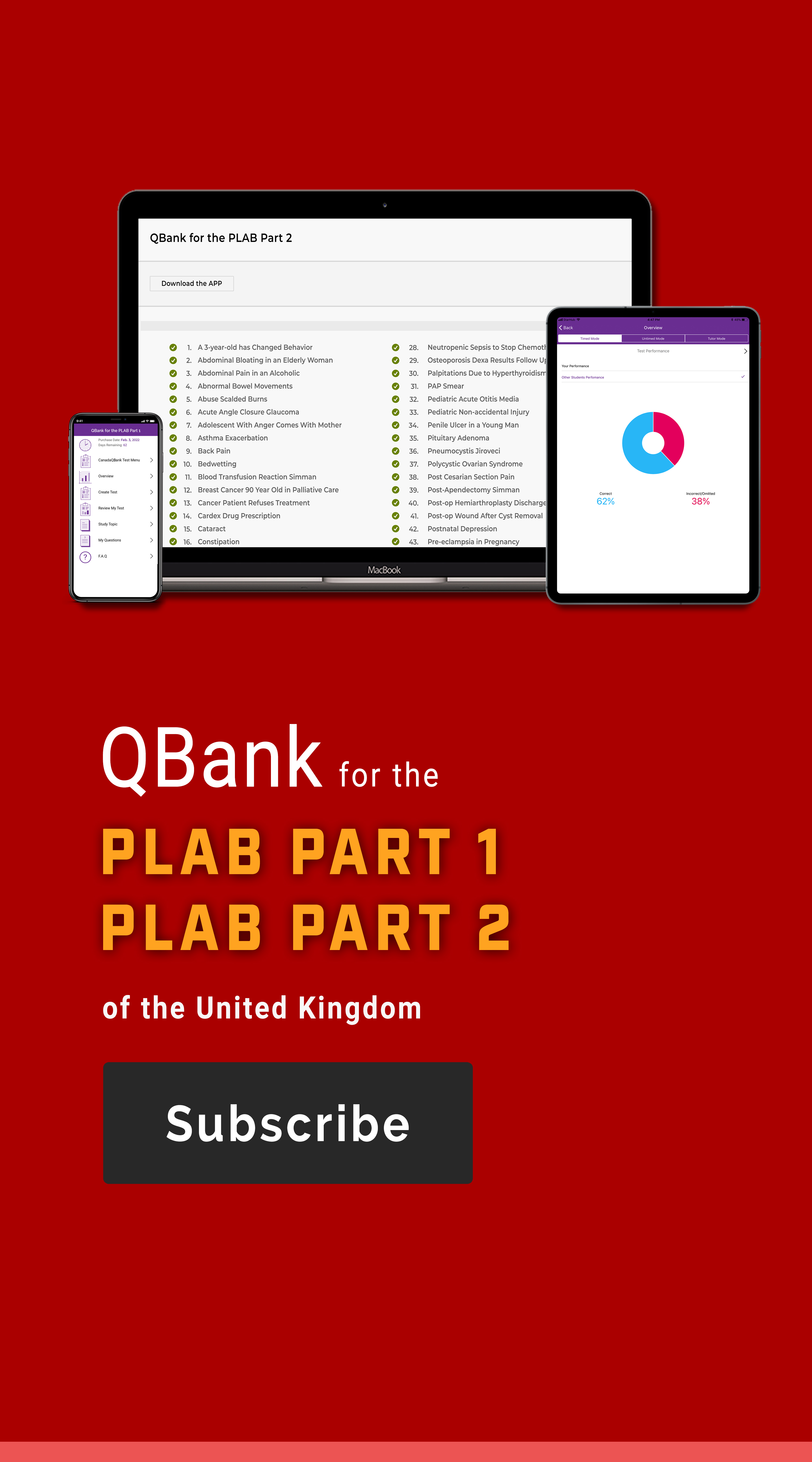 QBanks for the AMC CAT, MCCQE, PLAB, SMLE, USMLE